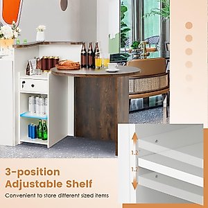 Tangkula Reception Desk, Front Counter Desk with Lockable Drawer & Adjustable Shelf, Oval Desktop, Retail Counter for Checkout, Computer Workstation for Salon Lobby Office, Home Office Desk