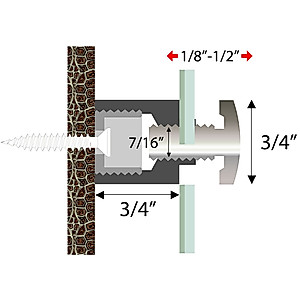 Displays2go Sign Spacers with Titanium Finish, Indoor Use Standoffs, Wall Mounting (FMA1818TI)