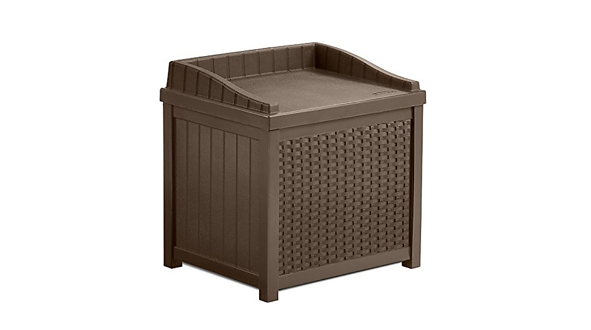 Stylish Resin Small Storage Seat Deck Box, Large 22-Gallon Storage ...