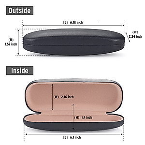 Marvolia Glasses Case Hard Shell Eyeglasses Case PU Leather Protective Case for Sunglasses Eyeglasses with Cleaning Cloth for Men Women - Black
