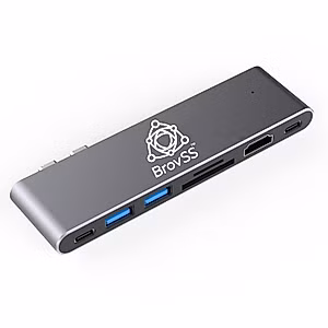 BrovSS: Mac USB C Hub Adapter, Direct 7-in-2 USB C Adapter Compatible with Thunderbolt 3 USB C Port, microSD/SD Card Reader, 3.0 high-Speed Interface, HDMI 4K30HZ HD Interface, Type-c Data Interface