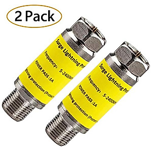 Cable Protector for TV - 2PCS Coaxial Surge Protector for Satellite Antenna Cable TV ，Surge Lightning Protector for TV Antenna