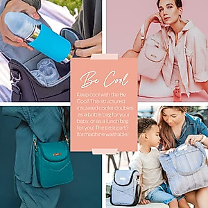 JuJuBe Insulated Baby Bottle Cooler Bag for Travel Breastmilk Storage, Portable Bottle Carrier for Breast Milk Bottles, Ice Pack, Multipurpose Insulated Food Storage Bag, “Be Cool” - Indigo Chromatics