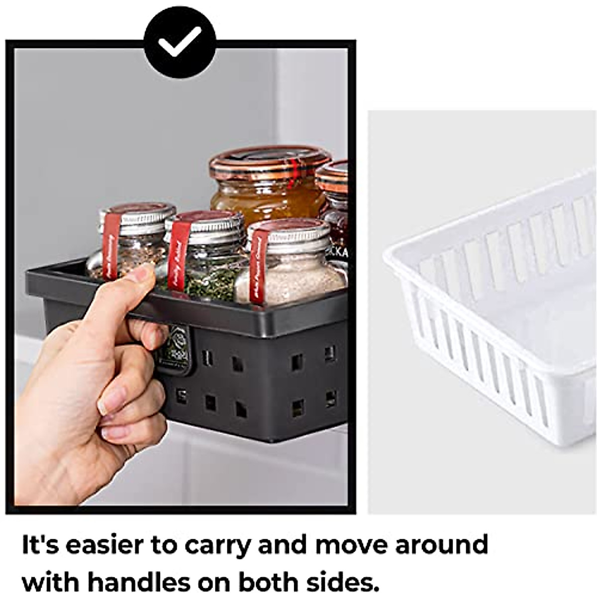 carrotez Small Plastic Storage Tray Basket, Durable Basket, Small Items Storage Organizer for Vanity, Office, Bathroom, Bedroom, Dress Room, Kitchen, Drawers -Black