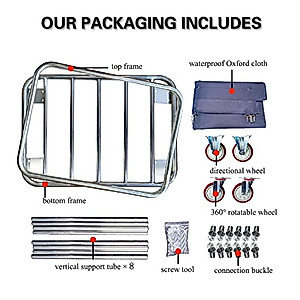 Commercial Large Stainless Steel Laundry Trolley Cart with Wheels-350L/9.9 Bushel Heavy Duty Rolling Laundry Cart for Industrial/Home (Blue)