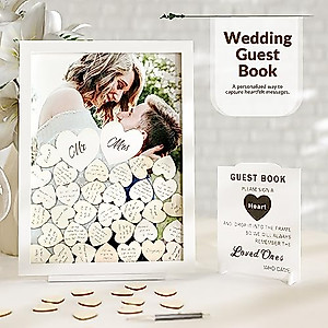 GLM Premium Wedding Guest Book Alternative with Welcome Sign and 85 Hearts - A Perfect Piece to Rustic Wedding Decorations for Ceremony Outside, an Alternative for Your Guest Book Wedding Reception!