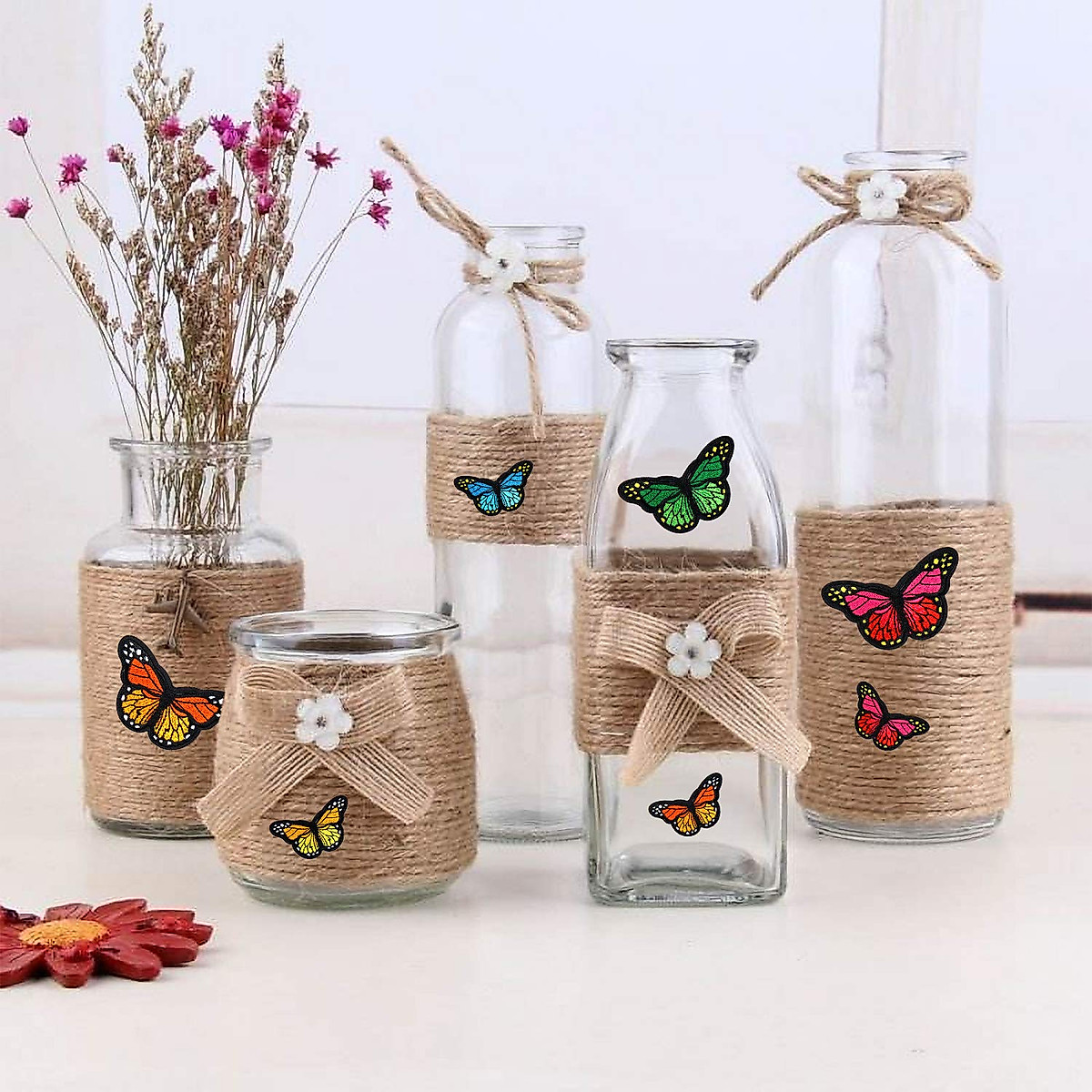 20pcs Butterfly Iron on Patches, 2 Size Embroidered Sew Applique Repair Patch