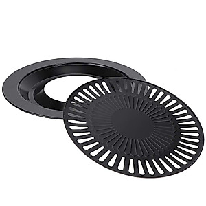 Grill Plate, Smokeless Stovetop Barbecue Grill, Korean BBQ Grill Pan, Even Heating and Easy to wash Iron Multi Pan, Nonstick Coating, Grease Drainage Hole