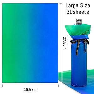 MR FIVE 30 Sheets Large Size 20"x 28" Blue and Green Gradient Tissue Paper Bulk,Gradient Tissue Paper for Gift Bags,Blue and Green Gift Wrapping Tissue Paper for Baby Shower Birthday Weddings