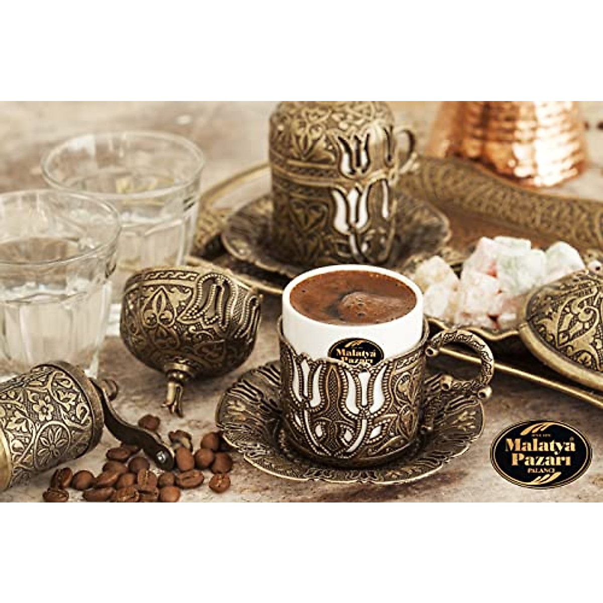 Palanci | Turkish coffee set of 4 | Premium mocha | 400 gr. | Gift set with nougat | ground coffee | 4 varieties Türk kahvesi, Dibek kahvesi, Ege and Osmanli kahvesi | mocha coffee | like espresso