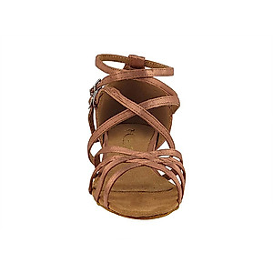 Women's Ballroom Dance Shoes Salsa Latin Practice Dance Shoes Tan Satin 5008FTEB Comfortable - Very Fine 1" Heel 8.5 M US [Bundle of 5]
