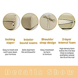 RULAER 30x14x2.5inch Bench Cushion for Indoor Outdoor Furniture Durable UV Resistant Lounge Patio Seat Pad Anti-Slip Garden Cushions (Beige Zippered for Easy Clean