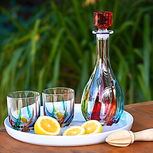 Italian Crystal Whiskey Glass Set of 2, 12 oz Glasses Thick Bottom Bourbon Glasses Old Fashioned Rocks Glass Tumbler for Scotch, Cocktail, Liquor, Home Bar Whiskey Gifts for Men