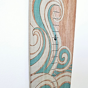 Headwaters Studio Surfboard Wooden Growth Chart for Wall - Kids Height Wall Chart Wood, Growth Chart for Kids Decorative Surfboard for Playroom (9.5" Wide x 45" Tall) Wood with Teal Wave