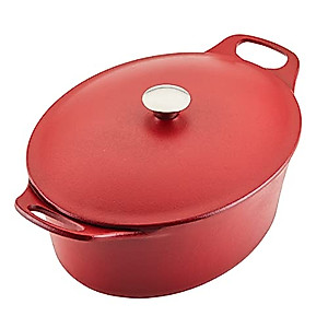 Rachael Ray NITRO Cast Iron Dutch Oven, 6.5 Quart, Red
