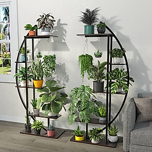 GDLF Tall Plant Stand Large Plant Shelf Indoor 71" Metal flower rack with hanging hook, Improved Taller Design with more space for larger plants (pots up to 10")
