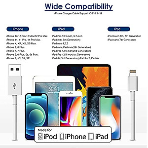 iPhone Charger 10ft, [Apple MFi Certified] Long Lightning Cable Data Sync Charging Cords with USB Wall Charger Travel Plug Adapter for iPhone 13 12 11 Pro Max/SE 2020/X/XR/8/7/6/iPad and More(2Pack)