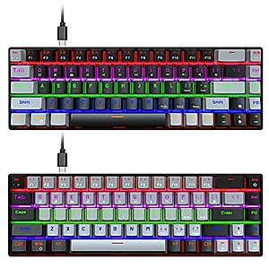 Mechanical Keyboard,68‑Key RGB Backlit Gaming Mechanical Keyboard,Support 20 Kinds of Super Dazzling Led Light Effects,Plug and Play,for General Desktop and Notebook Computers(Black (Green Shaft))