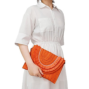 Solyinne Womens Woven Straw Clutch Bags Crossbody Shoulder Bag Straw Bag Satchel Purses Woven Wallet