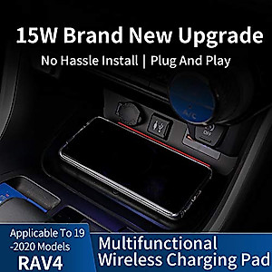 CLEC Car Wireless Charger Mount fit for RAV4 2019 2020 Toyota,QC 3.0 Fast Charging Stations Compatible with iPhone,Samsung,Qi WPC Qi 3.0 Wireless Charging,2 USB Port 36W Wireless Charger Pad