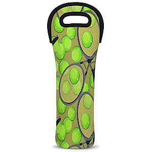 Single Bottle Wine Gift Tote Carrier Tennis Rackets Balls Neoprene Wine Tote Bags Holder Cooler Wine Gift for Women Men