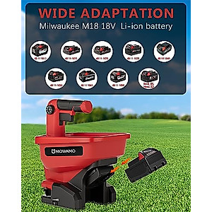 Uniqwamo Handheld Grass Seed Spreader for Milwaukee M18 Li-ion Battery, Available Year-Round, Grass Seeds, Rock Salt and De-icer Out-Doors (Battery not Included)