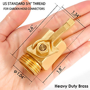 Sanpaint Super Heavy Duty 3/4" Brass Shut Off Valve Garden Hose Shut Off Valve Garden Hose Connector
