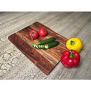 Mountain Woods Brown Hand Crafted Live Edge Acacia Wood Cutting Board/Serving Tray | Butcher Block | Charcuterie Board | Chopping Board for Vegetables, Fruits and Meat - 15" x 12" x 0.75"