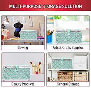 SINGER 07229 Sewing Basket with Sewing Kit, Needles, Thread, Pins, Scissors, and Notions, Boho Fan