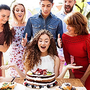 Sibba 1 PC Crown Happy Birthday Tiaras Princess Queen Decorations Party Accessories Rhinestone Headband Hairband Pin Headwear Headpiece Prom Photograph Women Girl