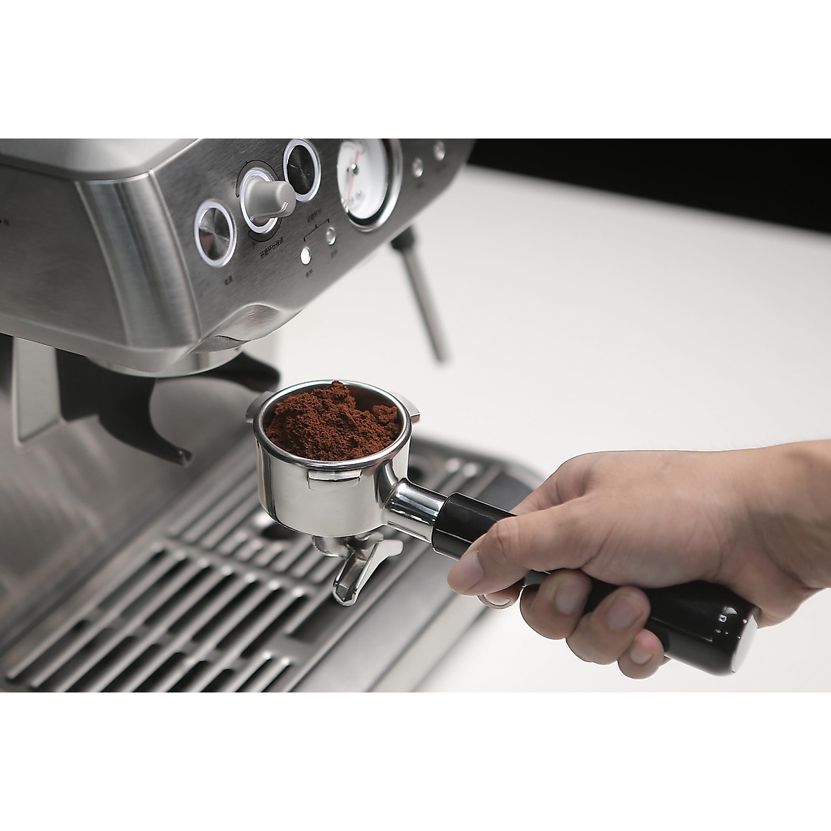 Espresso Portafilter 54mm Double Spouts - Compatible with Breville Bambino, Duo-Temp, Infuser, Barista Express, Barista Touch, Barista Pro, Sage Barista Machine - Stainless Steel with Filter Basket
