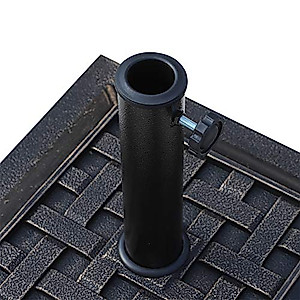 Outsunny 20 lbs Patio Market Umbrella Base Stand Resin Parasol Holder Square with Beautiful Decorative Pattern & Easy Setup, for Φ1.5, Φ1.89 Pole, for Beach, Lawn, Deck, Backyard, Garden, Bronze