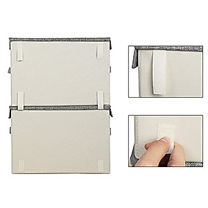 SONGMICS Stackable Storage Bins, Fabric Storage Boxes with Lids, Stackable Storage Cubes with Magnetic Closures, a Semi-Open Front, Lid Can Stay Open after Stacked up, Set of 2, Gray URLB02GE