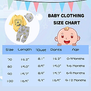 Newborn Baby Boy Clothes Little Lion Print Romper+Pants+Hat Newborn Boy Outfits Set(0-3 Months)