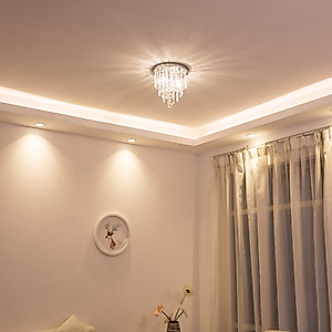 lifeholder Mini Chandelier, Crystal Chandelier Lighting, 2 Lights, Flush Mount Ceiling Light, H10.4'' x W8.66'' Modern Chandelier Lighting Fixture for Bedroom, Hallway, Bar, Kitchen, Bathroom