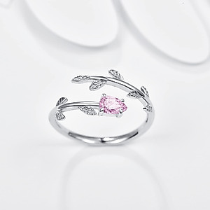 PRAYMOS 925 Sterling Silver Pink Rings October Birthstone Ring Weddding Promise Cute Rings Christmas Gifts