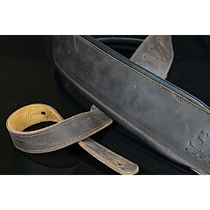 Iconic Leathers 3.25&quot; Wide Lightly Distressed Dark Brown Dual Padded Leather Guitar and Bass Strap IL-5DBrn