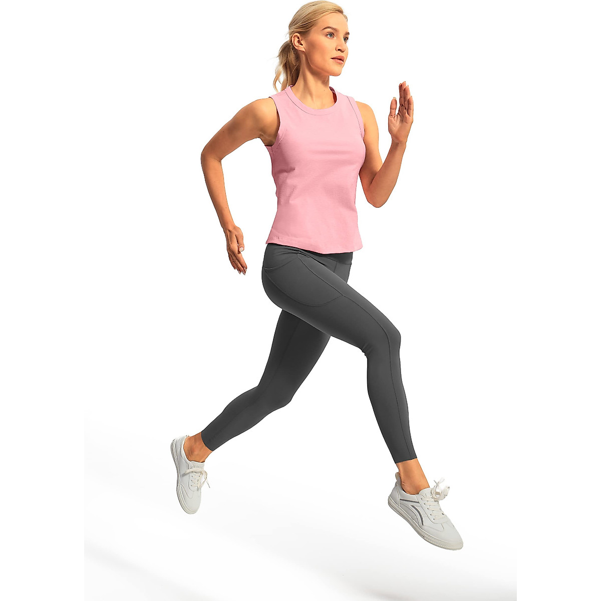 Hiverlay Workout Tank Tops for Women Sleeveless Athletic Cropped Tank Top Sports Gym Muscle Running Shirts Pink M