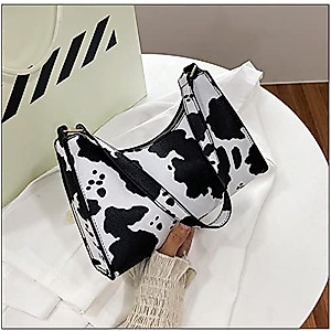 Cow Print Shoulder Purse for Women, Retro Classic Clutch HandBag Zipper (Cow Print)