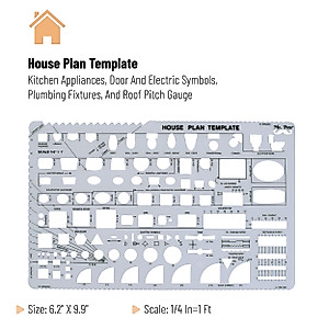 Mr. Pen- House Plan, Interior Design and Furniture Templates, Drafting Tools and Ruler Shapes for Architecture - Set of 3