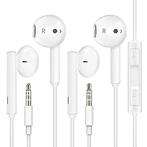 【2pack】 for iPhone Earphones with 3.5 mm Headphone Plug for Mic Call + Volume Control Earbuds in-Ear Headphone Headset Compatible with iPhone 6s / 6plus / 6 / 5s, Android, PC