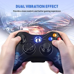Gamrombo 2 Pack Replacement for Xbox 360 Controller, Wireless Controllers Gamepad Upgraded Joystick Compatible with 360 & Slim, Windows 11/10/8/7 PC Controller