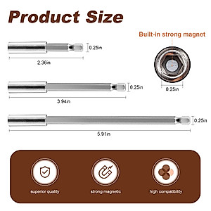 Drill Bit Holder Extension 6Pc Flexible Magnetic Swiveling Bit Tip Holder Bar Set Chuck Adapter Extender Pivot Impact Driver Screw Pivoting Screwdriver Release Rotary Extender for Tight Space Corner