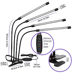 inShareplus LED UV Lamp Four Head with USB, 40W Dimmable UV Light with Clip, Glow in The Dark, 395nm-405nm Black Light for Party, Stage, UV Glue Curing Resin Paint, Collection, Aquarium