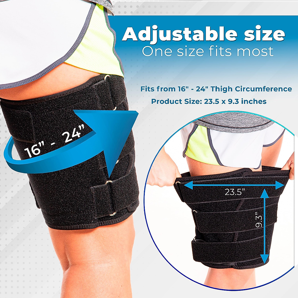Hamstring Compression Sleeve Recovery Support – Non-Slip Groin Wrap for Adductor Tendonitis, Strain, Stiffness, Inflammation - Thigh Compression Sleeve Men Women – Thigh Braces for Thigh Pain