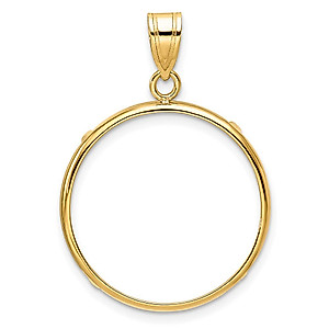14ky 22mm Polished Prong Coin Bezel Pendant 33.1mm 23.2mm style C1801/22.0