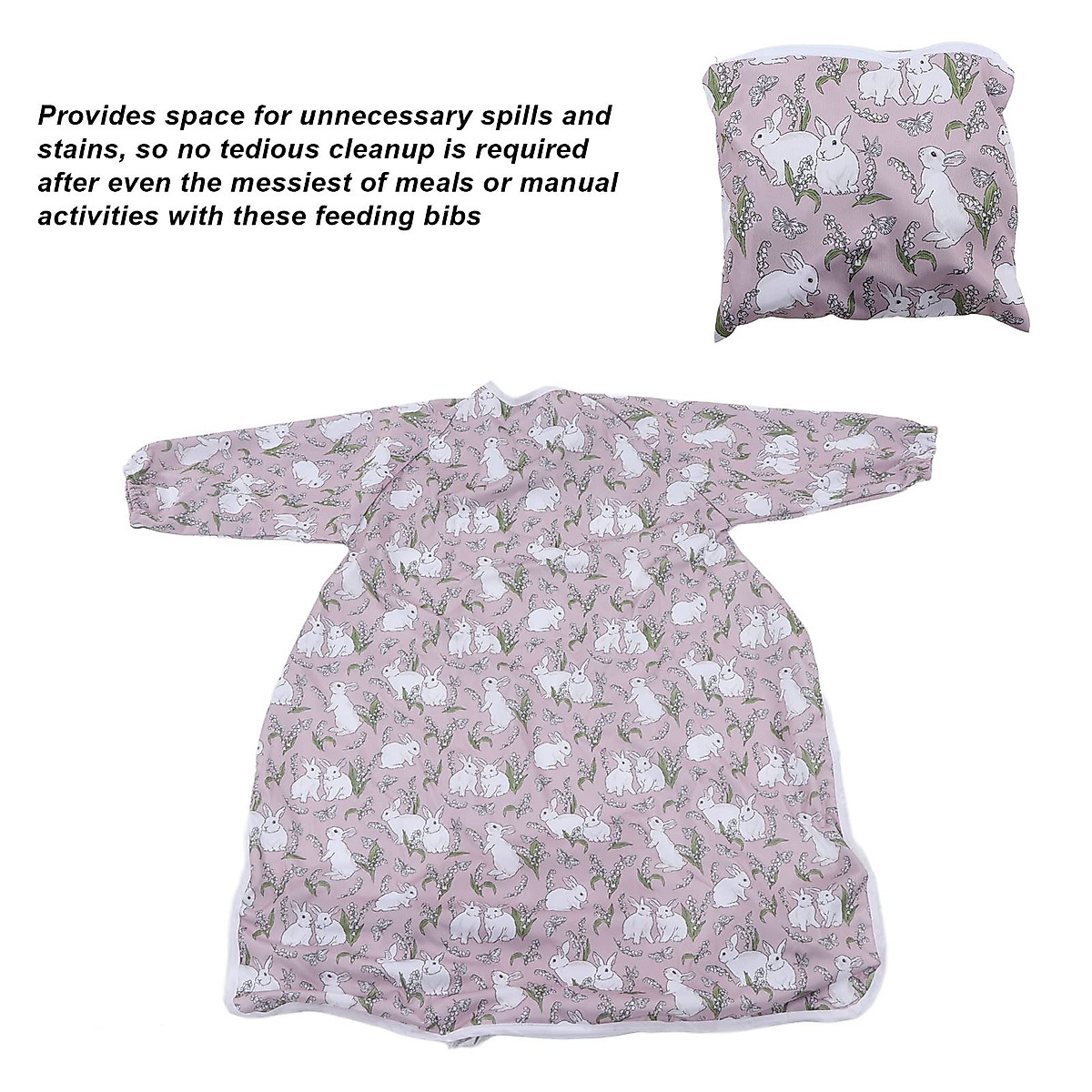 SPYMINNPOO Highchair Cover, Integrated Waterproof Prevent Food Stain Polyester Sleeve Coverall Bib for Kids Dining (Rabbit)