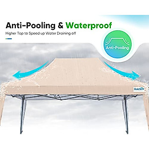 Quictent Privacy 10x15 ft Ez Pop up Canopy Tent Enclosed Outdoor Instant Shelter Party Tent Event Gazebo with Sidewalls and Mesh Windows Waterproof (Beige)