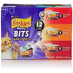 Friskies Wet Cat Food, Meaty Bites, 3-Flavor Variety Pack, 5.5-Ounce Can, Pack Of 12
