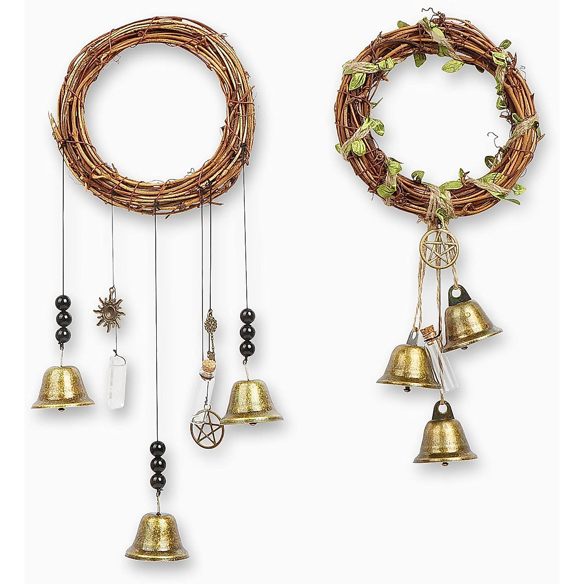 Witch Bells for Home Protection, Christmas Bells, Handmade Witchy Decor for Attracts Positive and Drive Out Negative, Boho Door Handle Garden Patio Magic Bell Beads Wicca Supplies